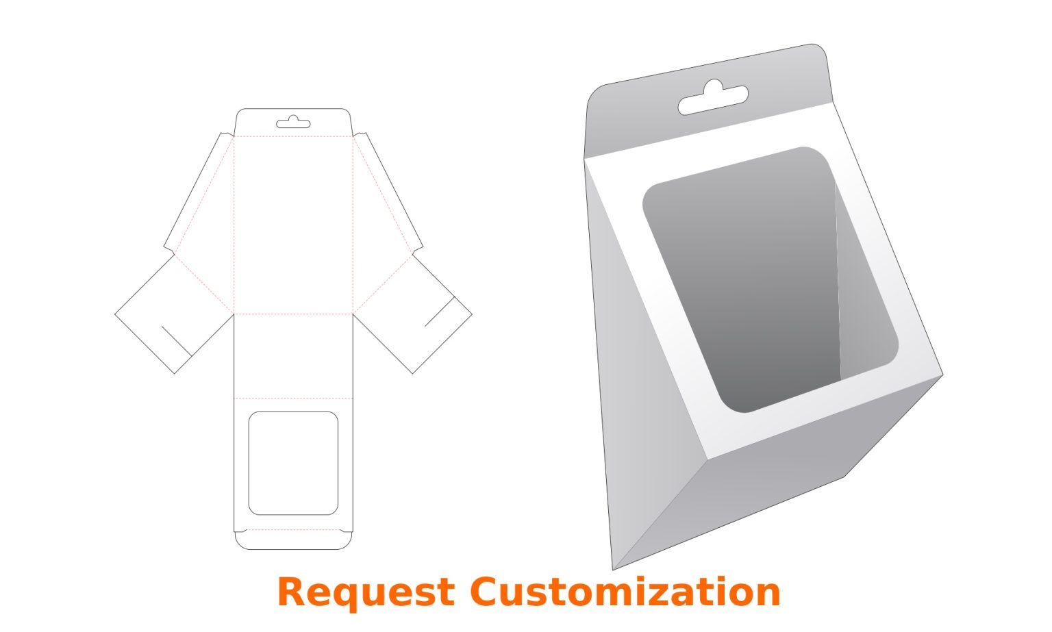 Cardboard Hanging Packaging with Window Dieline - Die Cut