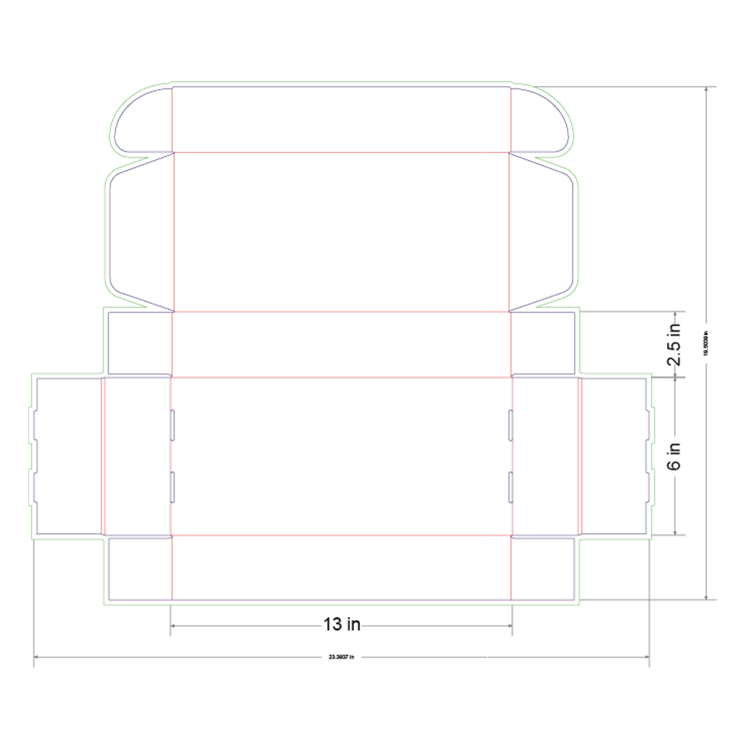 13x6x2.5 in Mailer Box Template