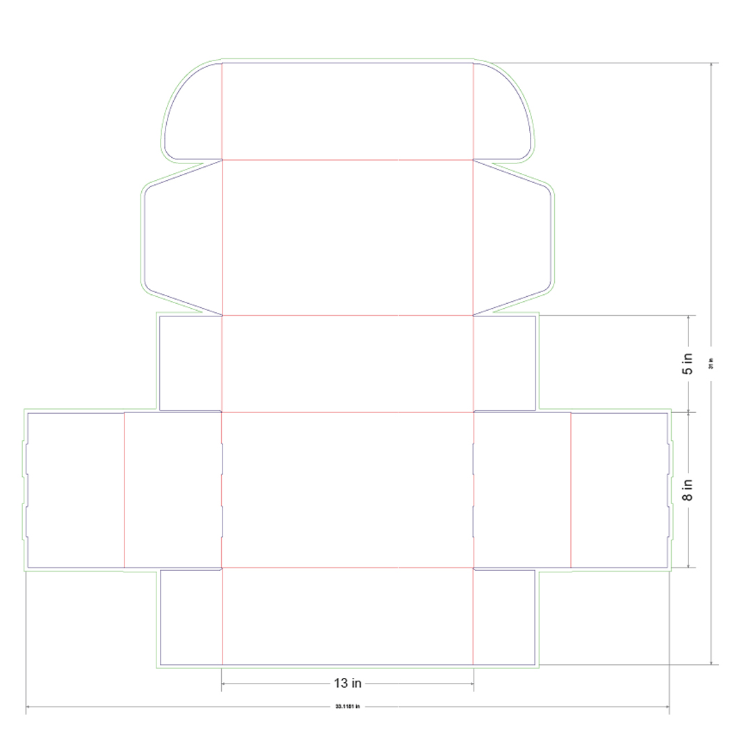 13x8x5 in Mailer Box Template