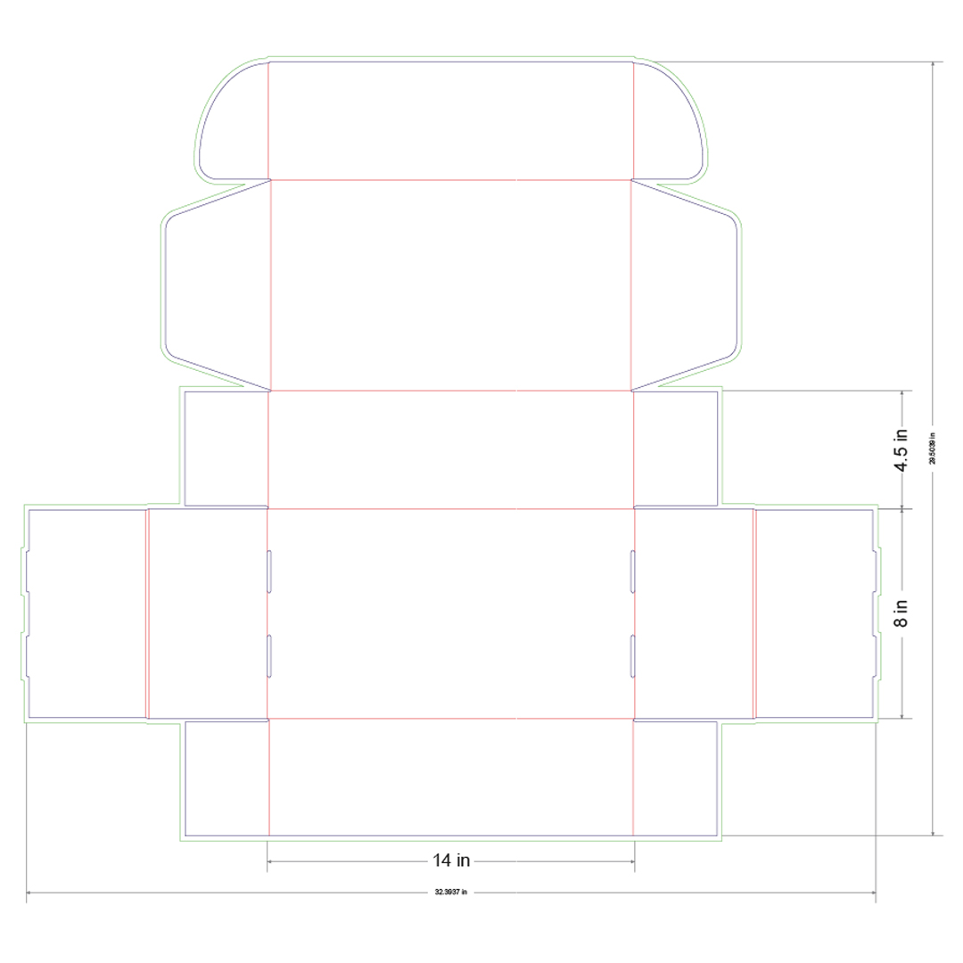 14x8x4.5 in Mailer Box Template