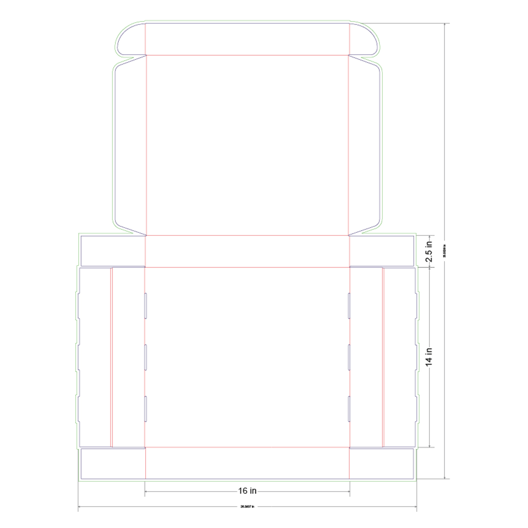 16x14x2.5 in Mailer Box Template