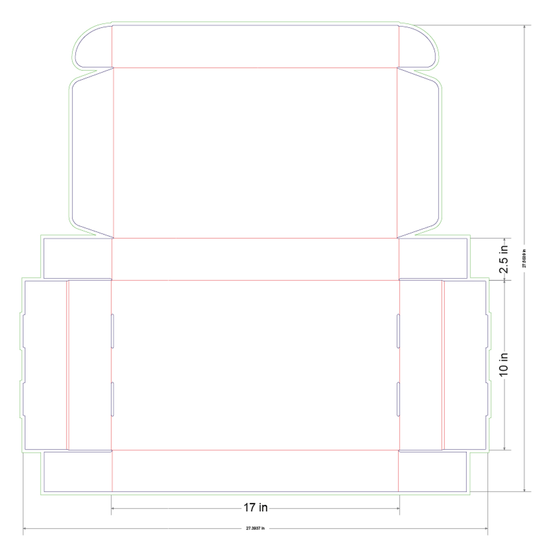 17x10x2.5 in Mailer Box Template