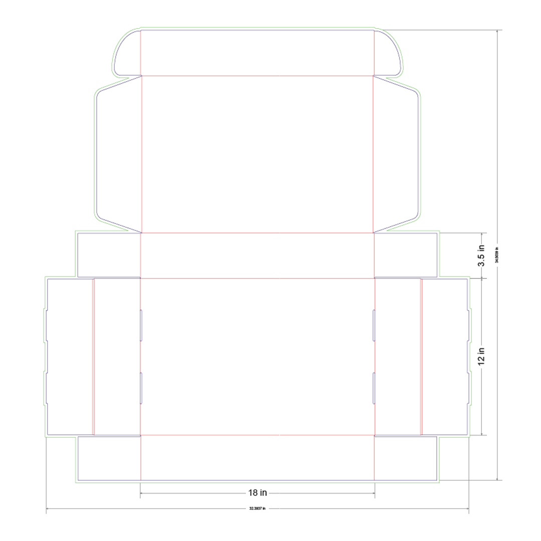 18x12x3.5 in Mailer Box Template